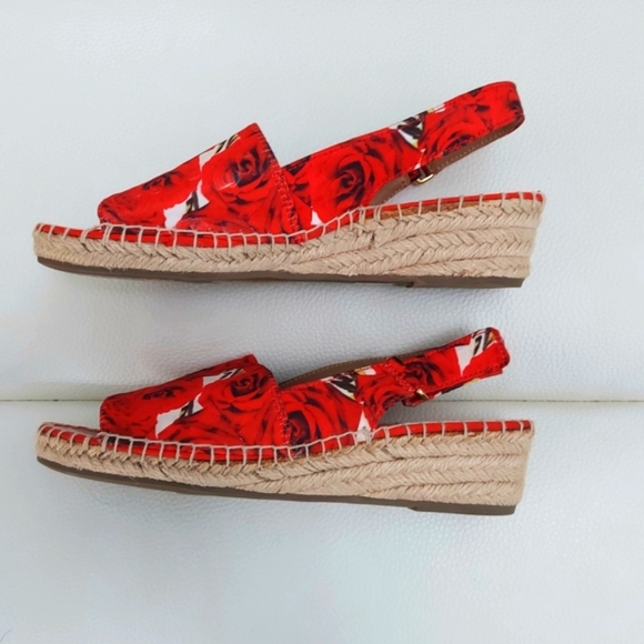 Shoes | Red Espadrille Wedge Sandals With Slingback Design Size 8 ...